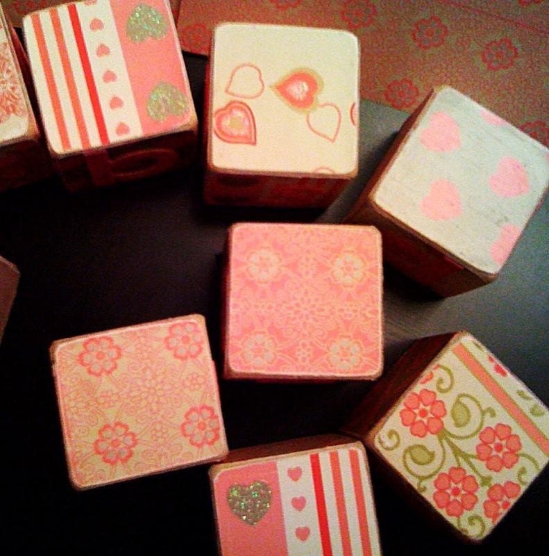 Alphabet Wooden Blocks,very Girly and Pink, Love is in the Air Block ...