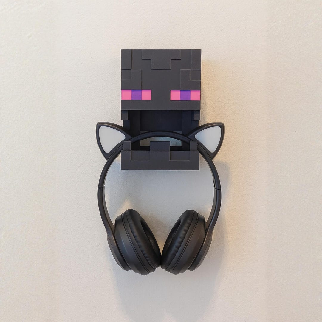 Wall Mounted Pixel Ender Headphone Holder | Gaming Room Organisation ...