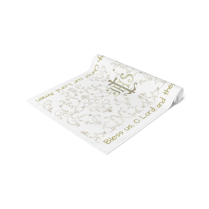 Bless Us O Lord Table Runner in Cotton Twill or Poly | Sacred Image ...