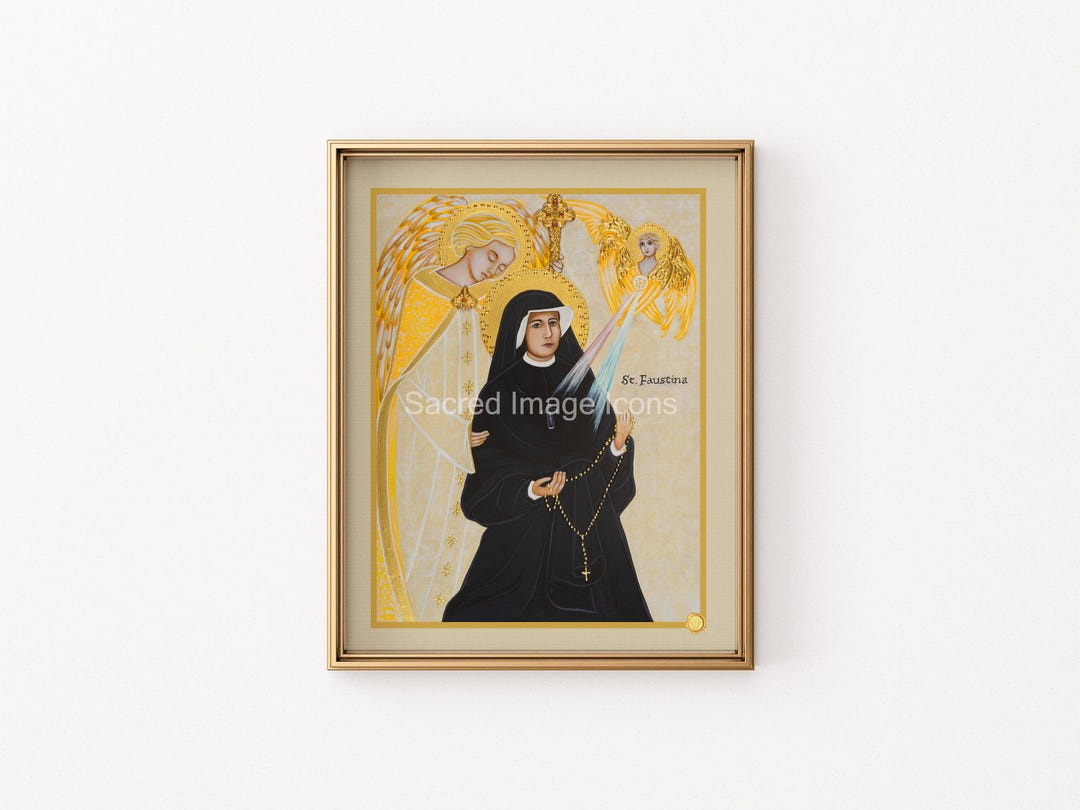 Saint Faustina and the Holy Angels Print | Sacred Image Icons - Etsy