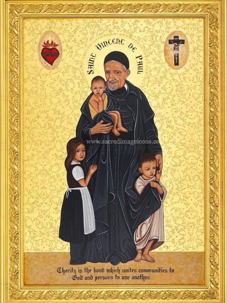 Saint Vincent de Paul original icon ready to frame 8x12 | Etsy