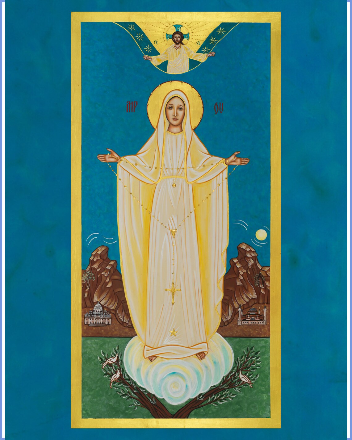 Pilgrim Virgin Icon of Our Lady of Fatima Icon Ready to Frame | Etsy