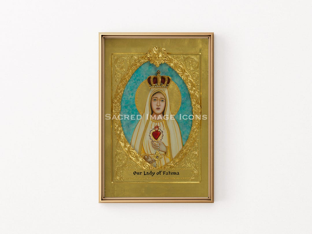 Our Lady of Fatima Golden Icon Print | Sacred Image Icons - Etsy