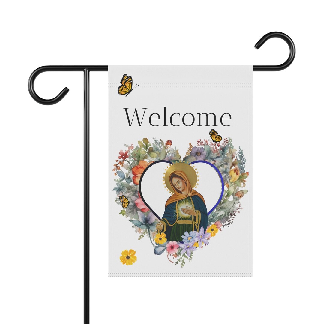 Welcome Blessed Mother Garden Flag | Sacred Image Icons - Etsy