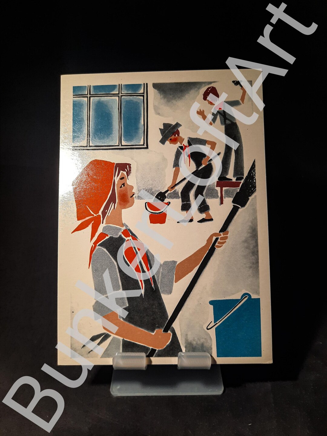 USSR Postcard | Soviet Pioneers | Teenagers Cleaning | Red Neck Scarves ...