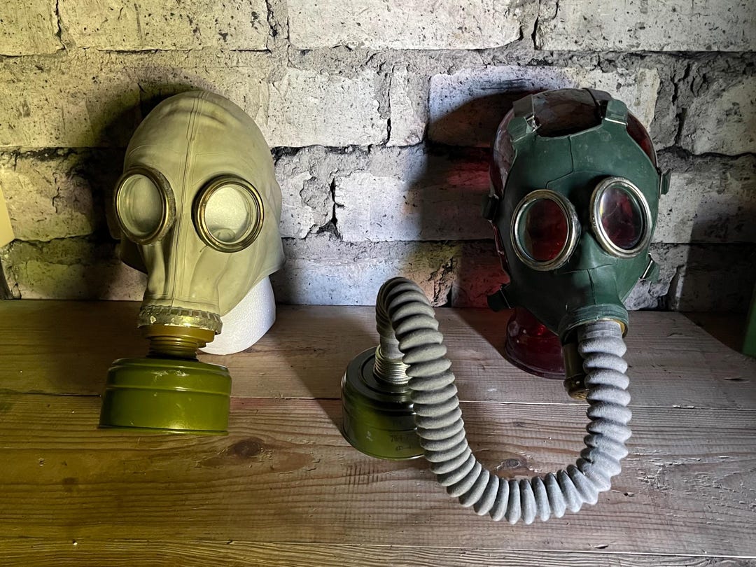 Soviet Gas Mask Set | GP-5 and Gp-4u | Cold War Relic | Bunker Decor ...