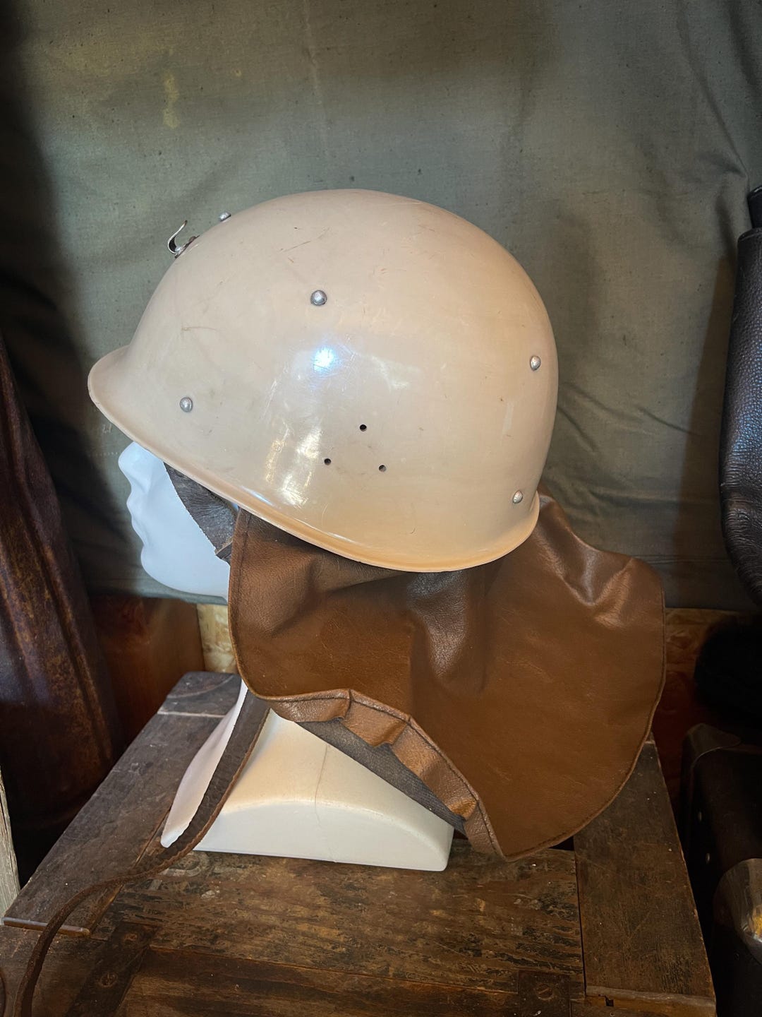 Soviet Firefighter Helmet | USSR Civil Defense Helmet With Leather Neck ...