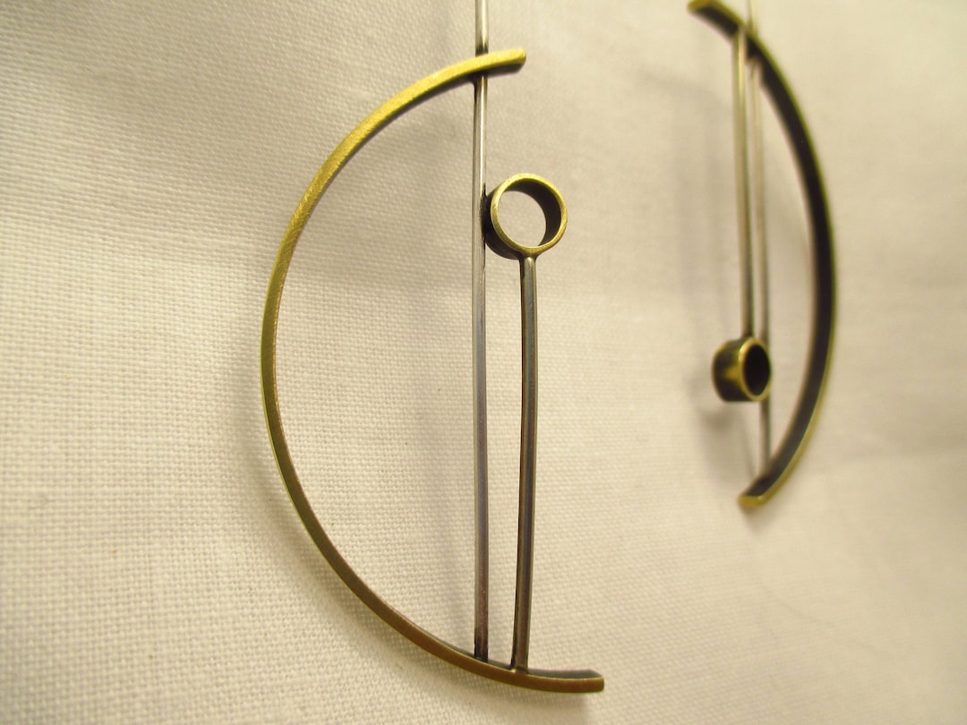 Half Circle Earrings, Geometric Jewelry, Bauhaus Earrings, All Day ...