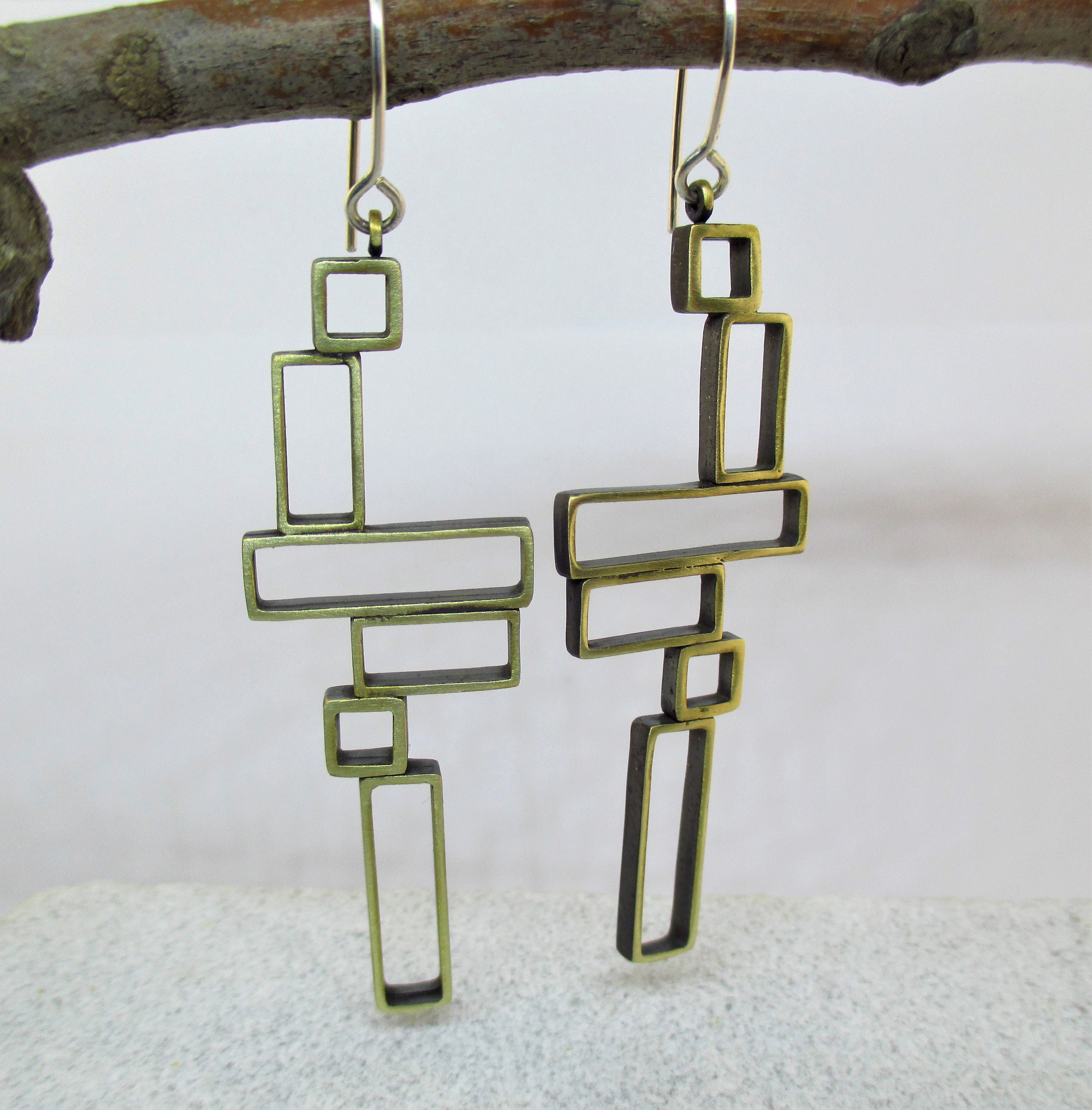 Geometric Earrings, Dangle Long Earrings, Rectangle Earrings, Statement ...