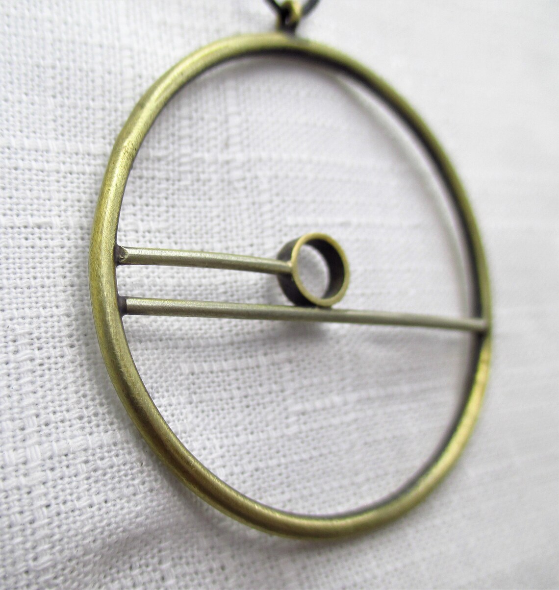 Circle Line Pendant, Geometric Pendant, Mixed Metal Necklace ...