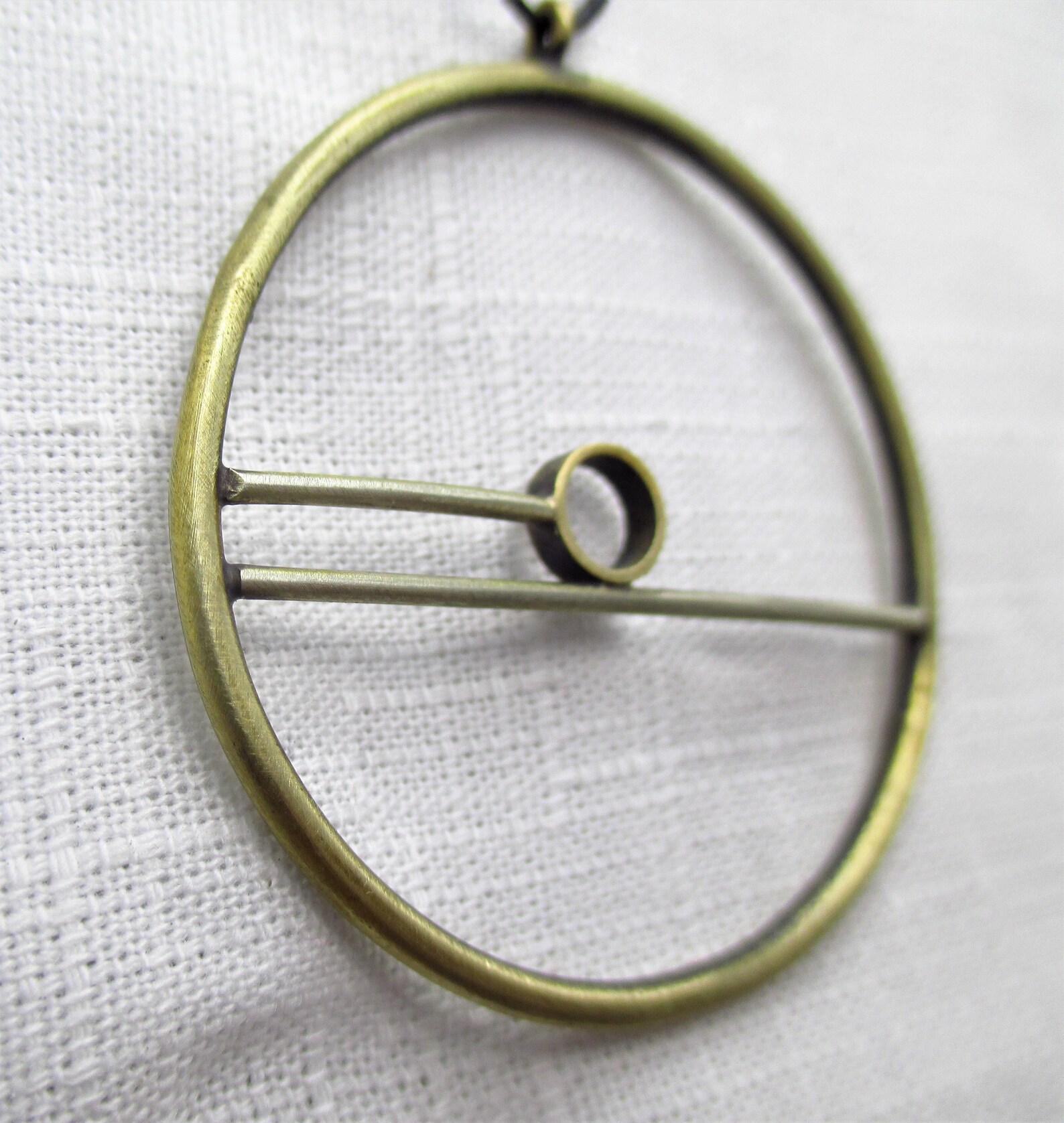 Circle Line Pendant, Geometric Pendant, Mixed Metal Necklace ...