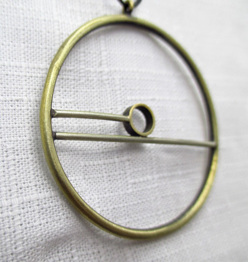 Circle Line Pendant, Geometric Pendant, Mixed Metal Necklace ...
