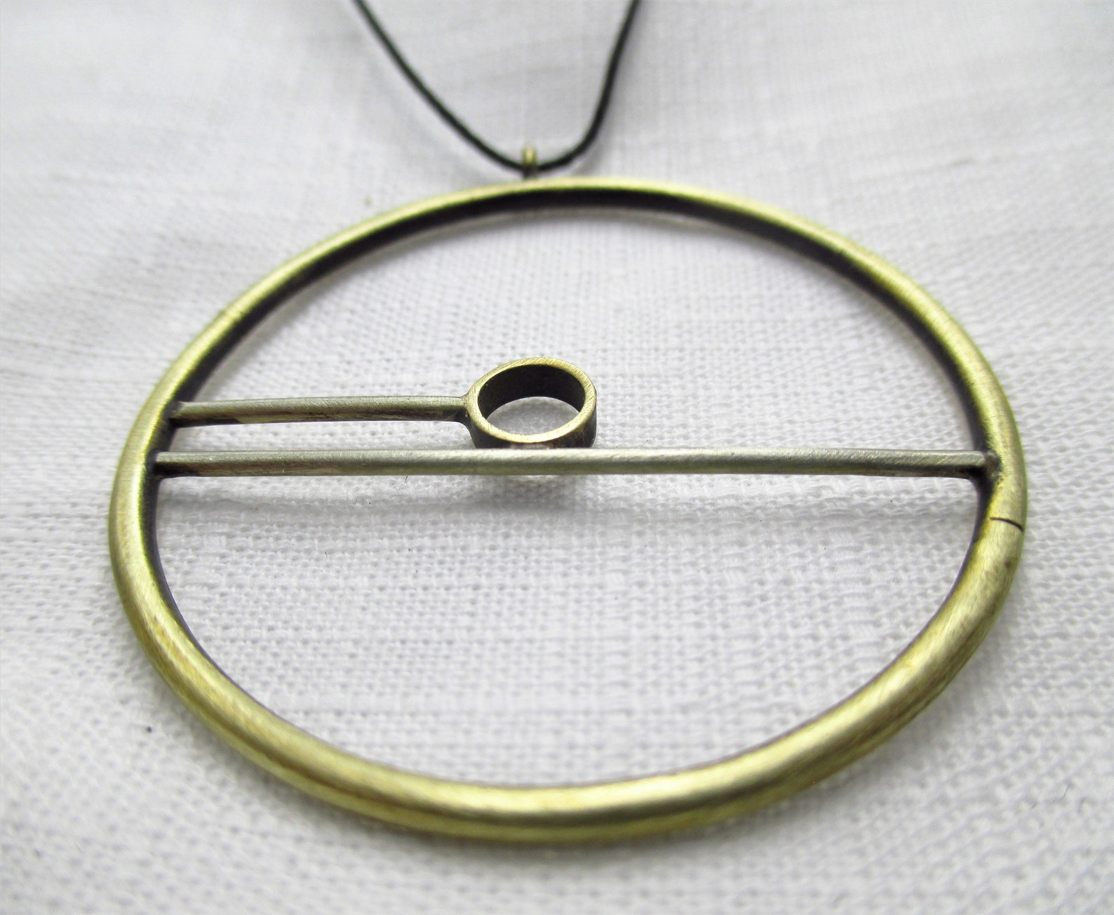 Circle Line Pendant, Geometric Pendant, Mixed Metal Necklace ...