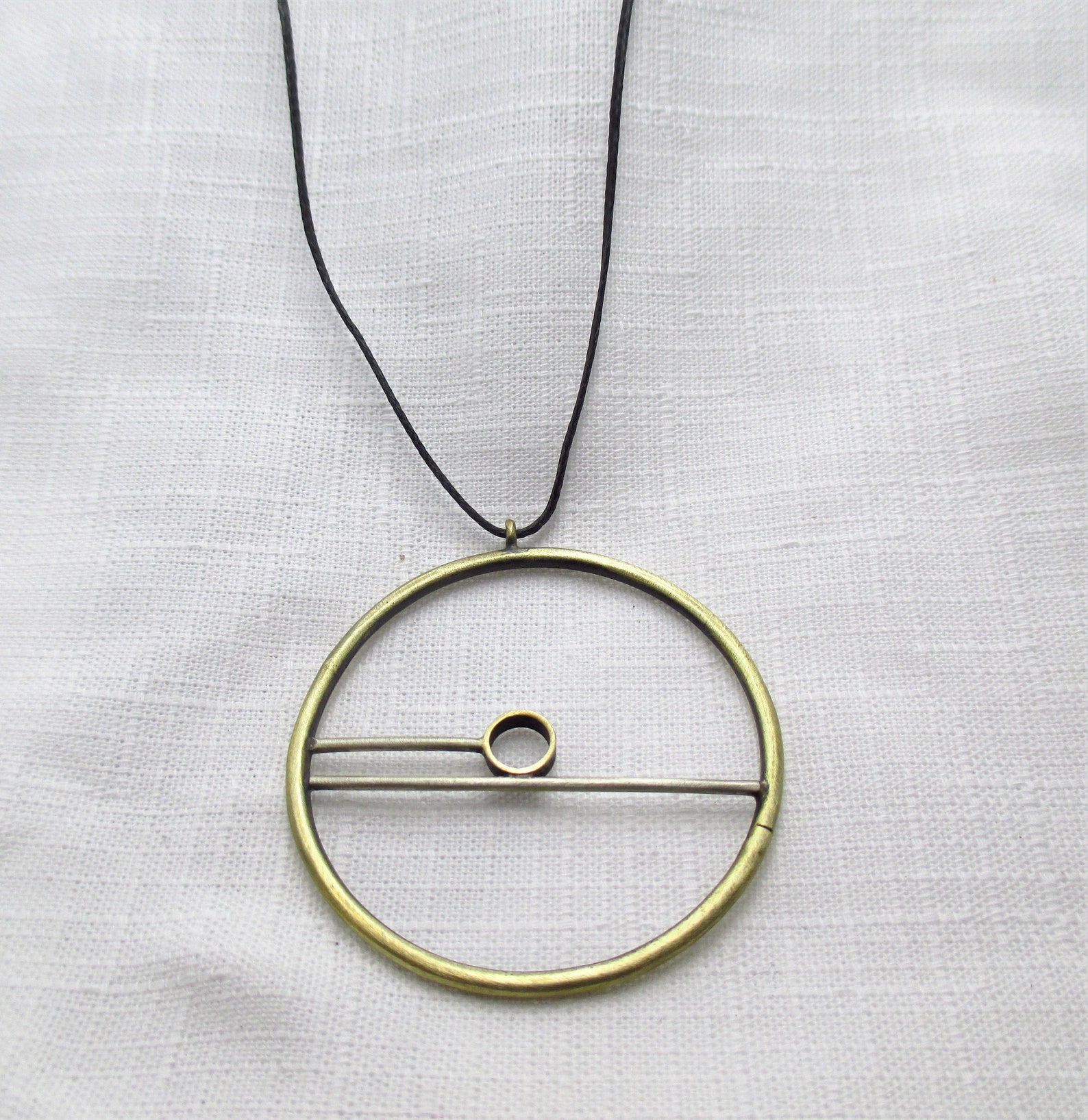 Circle Line Pendant, Geometric Pendant, Mixed Metal Necklace ...