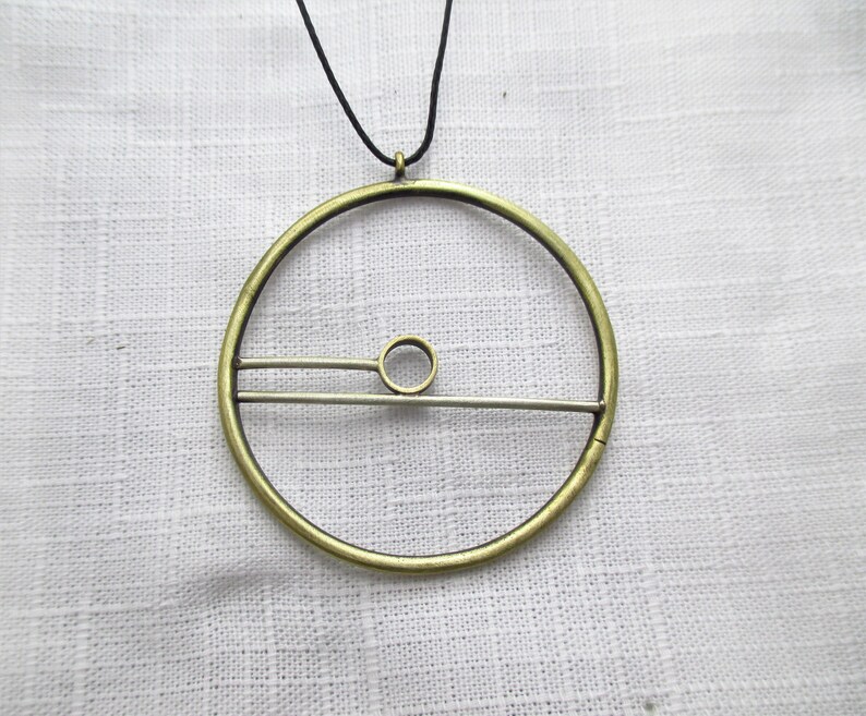 Circle Line Pendant, Geometric Pendant, Mixed Metal Necklace ...