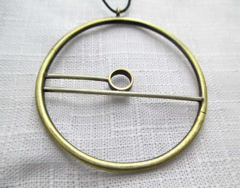 Circle Line Pendant, Geometric Pendant, Mixed Metal Necklace ...
