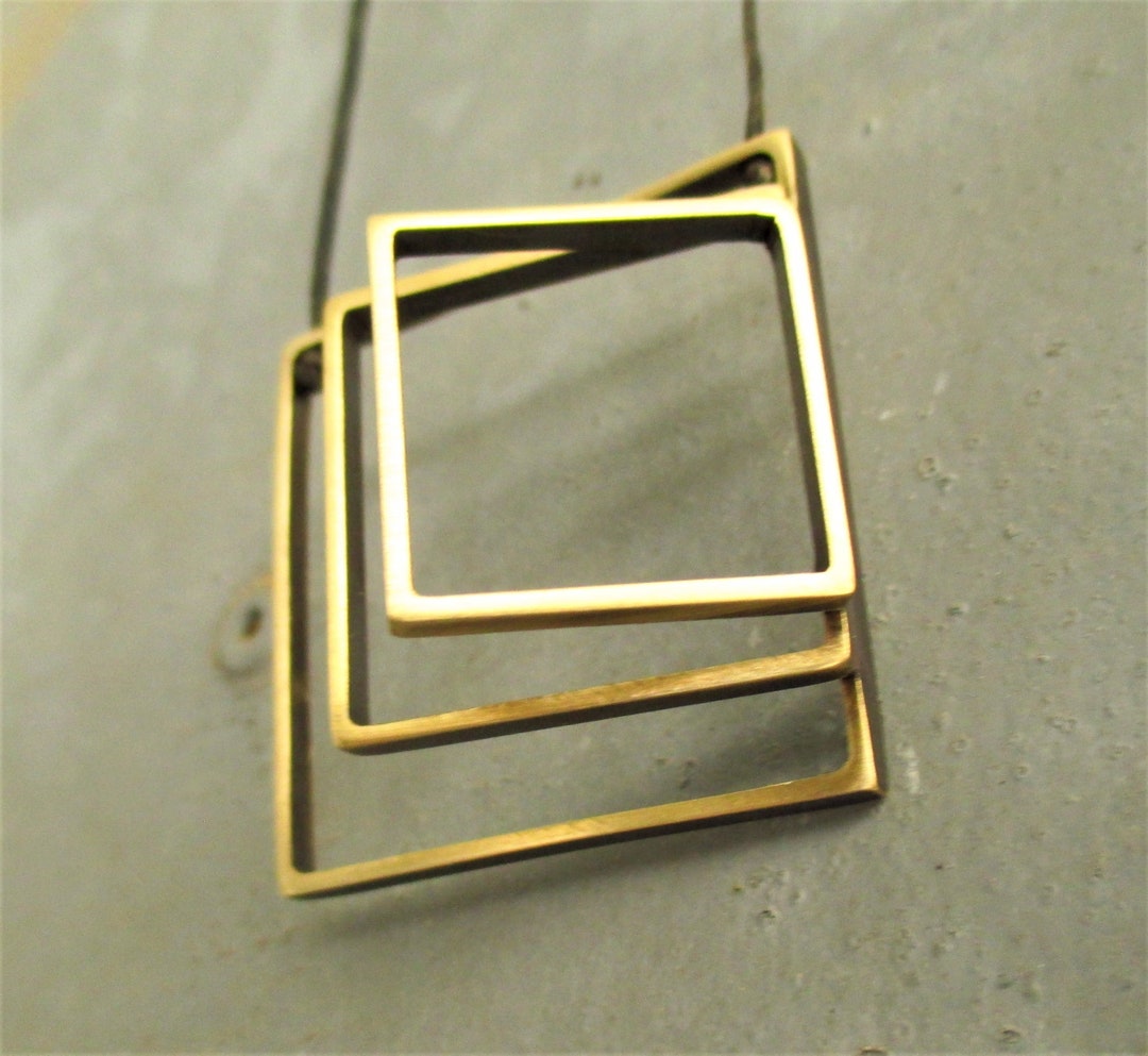 Square Pendant, 3D Jewelry, Geometric Pendant, Abstract, Minimalist ...