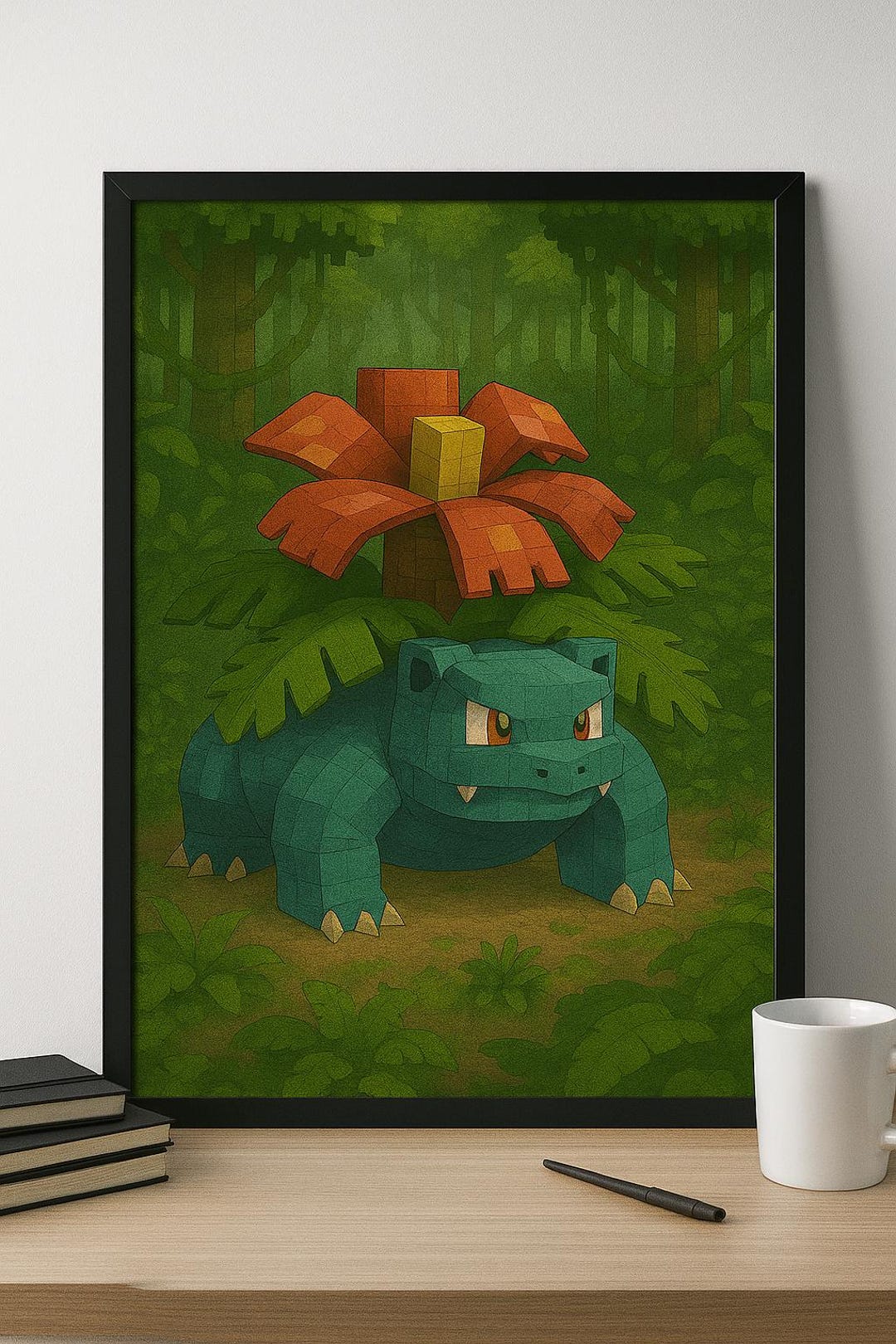 Minecraft Style Venusaur Pokemon Digital Art Print A3 – Blocky Pixel ...