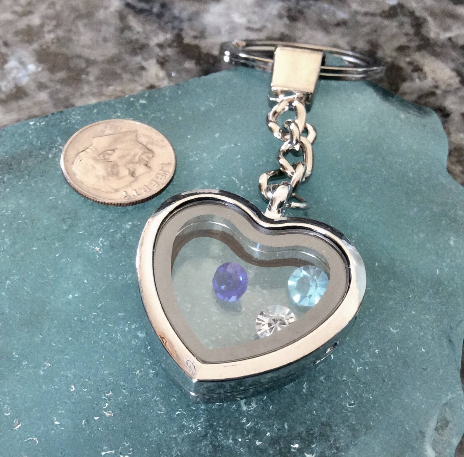 Magnetic Heart Shaped Glass Memory Locket Keychain Magnetic - Etsy