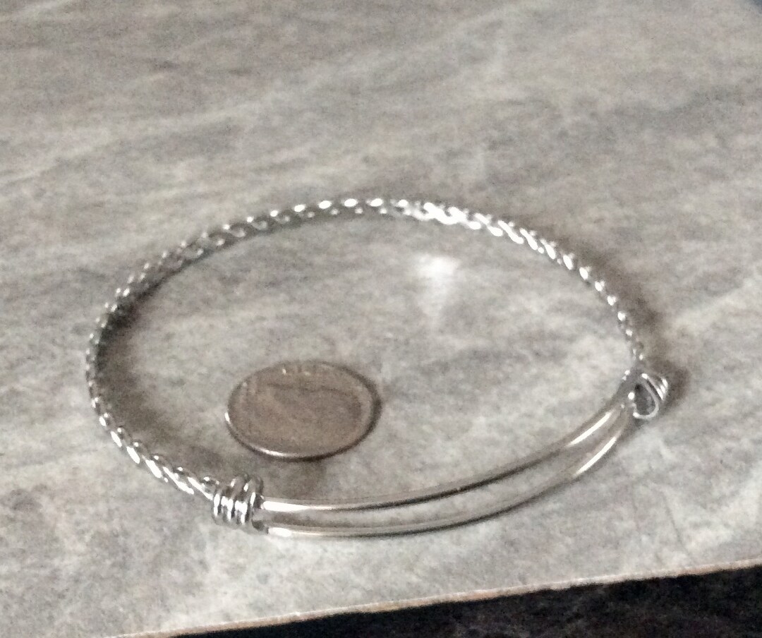 60mm Solid Stainless Steel Expandable Silver Twist Bangle Bracelet, DIY ...
