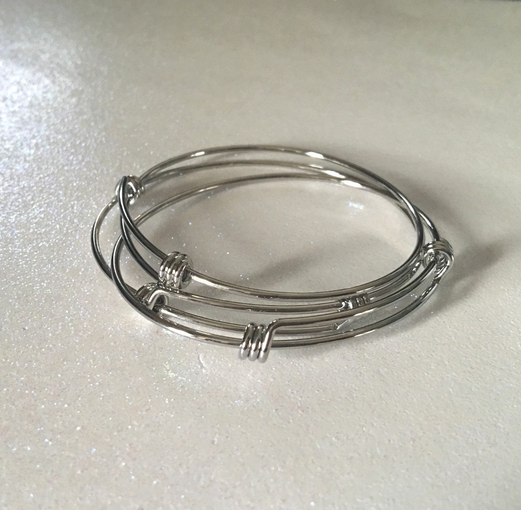 65mm Solid Stainless Steel Expandable Silver Bangle Bracelet ...