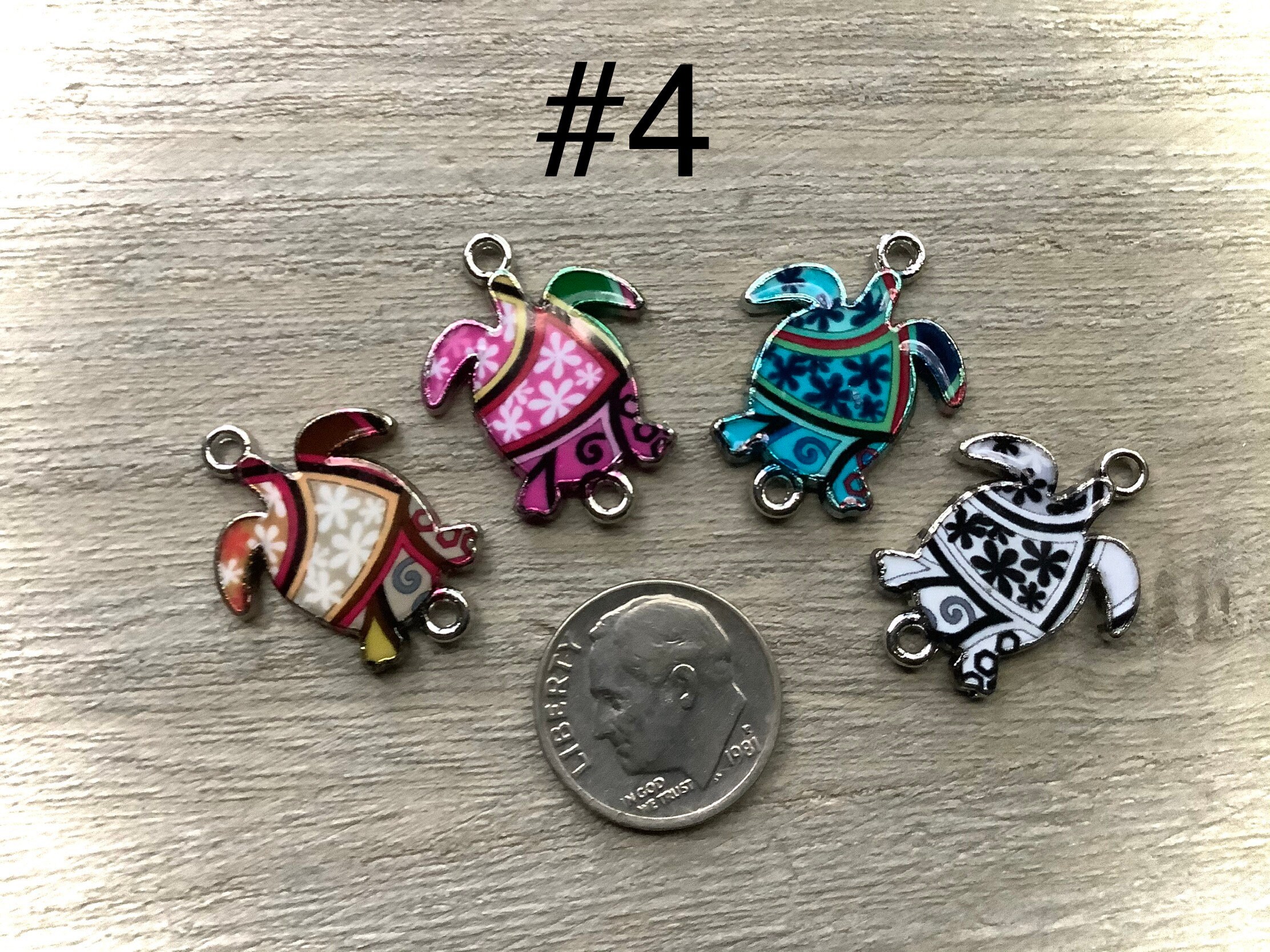4 Hawaiian Sea Turtle Enamel Connectors You choose set | Etsy