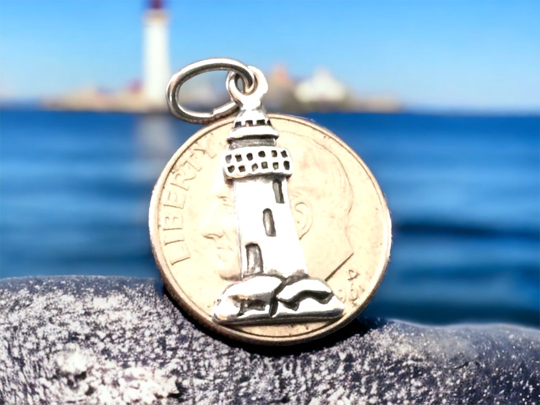 Sterling Silver Lighthouse Charm, Nautical Pendant, Light House Jewelry ...