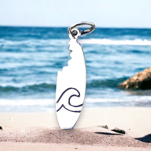 Sterling Silver Surfboard Pendant - Etsy