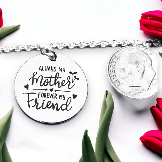 Always my Mother Forever my Friend Pendant Silver plated necklace Mom charm Mother Daughter jewelry Etsy