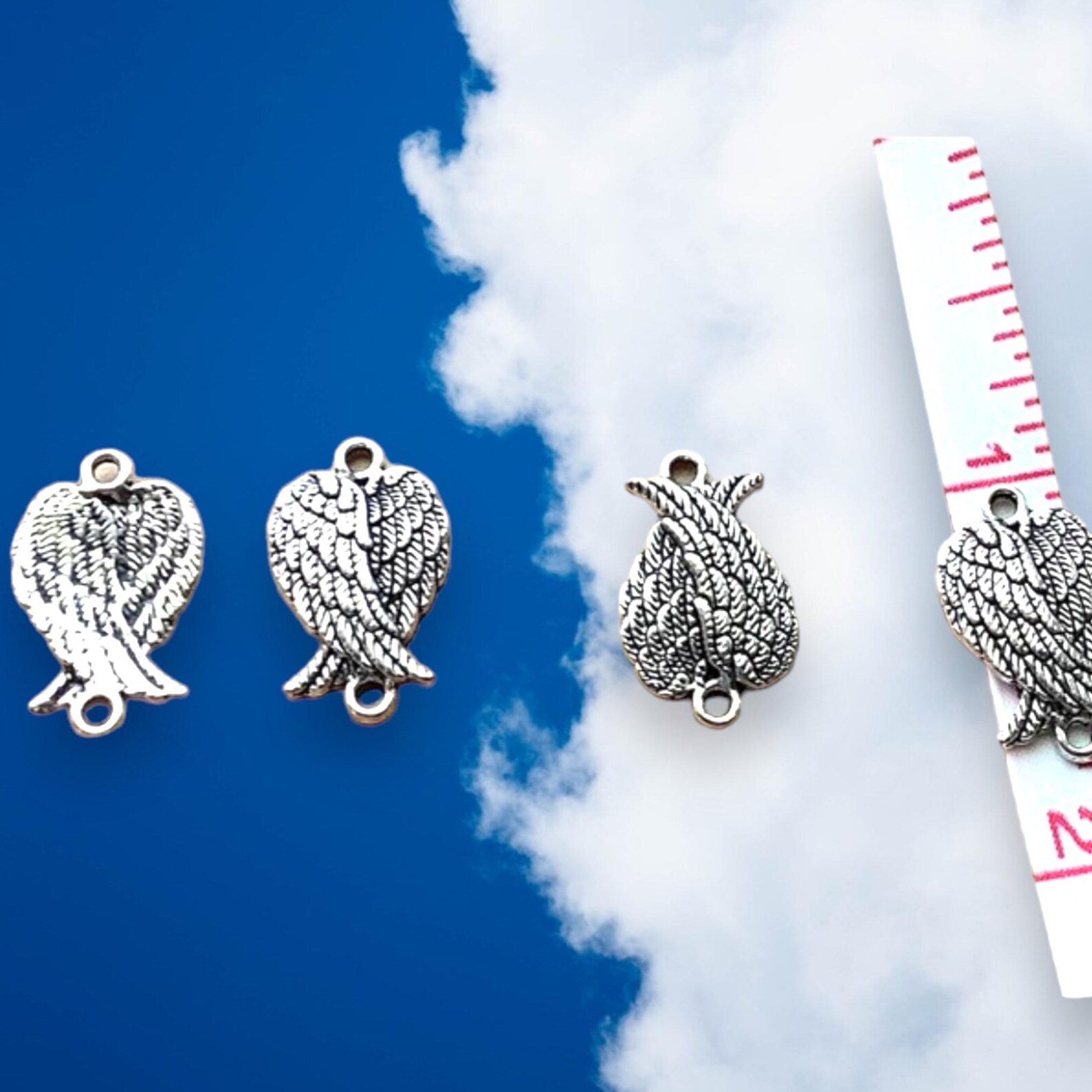 4 Angel Wing Connectors, Angel Jewelry, Detailed Wing Connectors, Angel ...