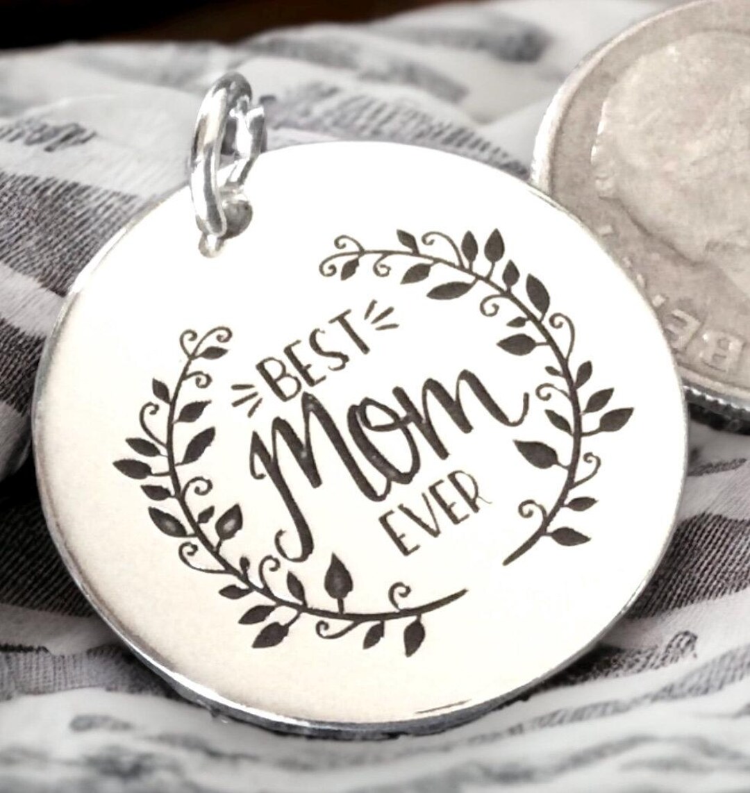 Best Mom Ever’ Word Charm Pendant, Silver Plated Necklace, Mom Charm ...
