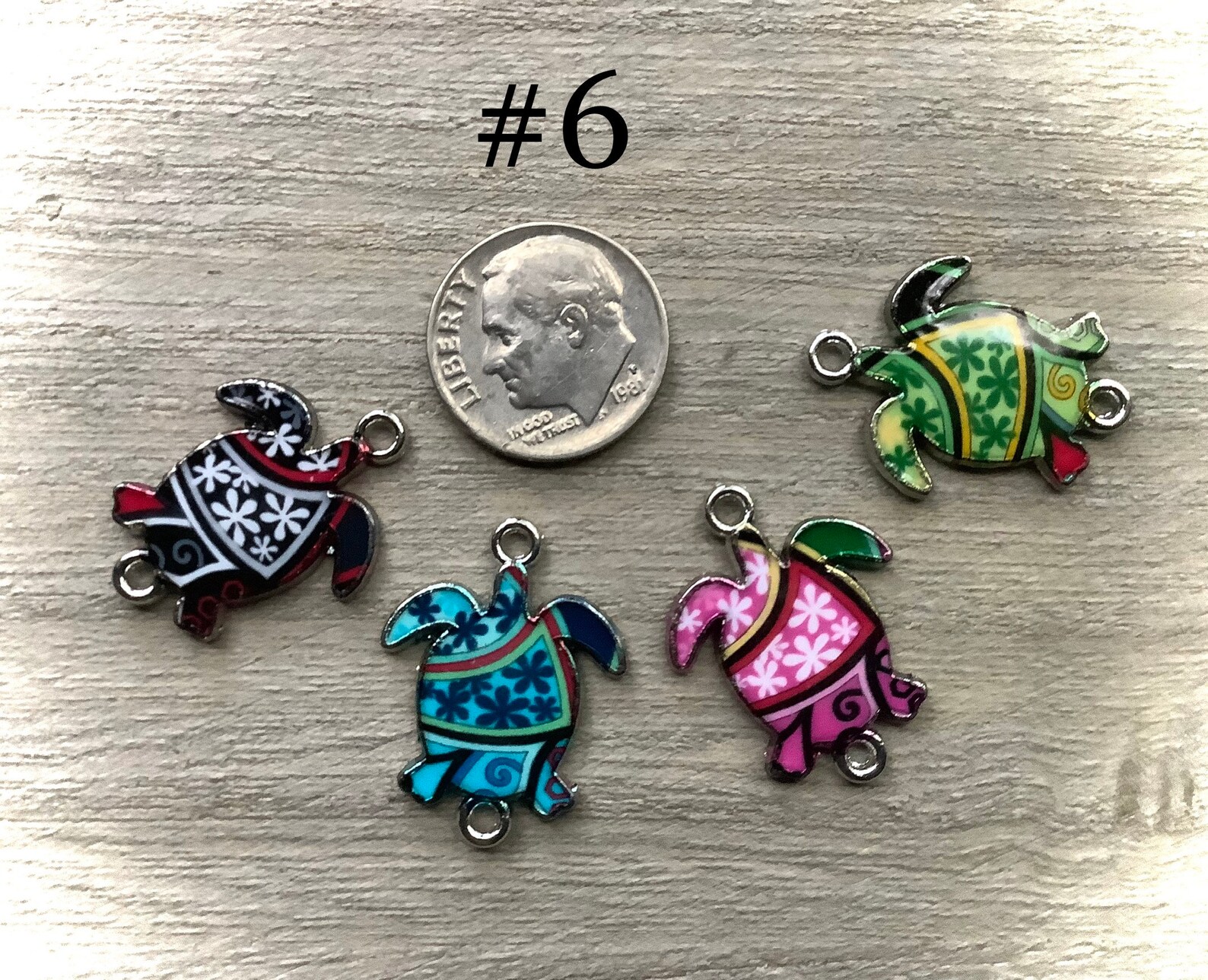 4 Hawaiian Sea Turtle Enamel Connectors You choose set | Etsy