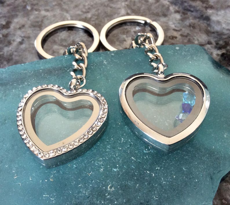 Magnetic Heart Shaped Glass Memory Locket Keychain Magnetic - Etsy