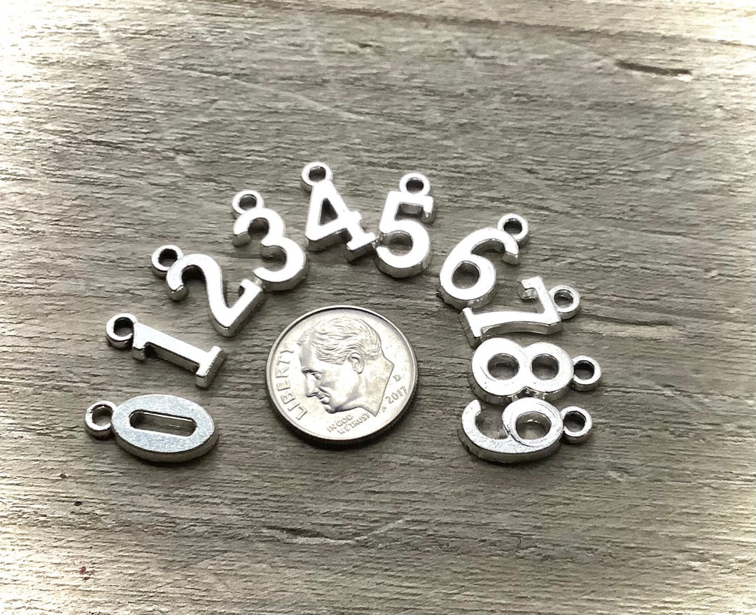 Add on Cut Out Number 0-9, Silver Number Charms, You Choose ...