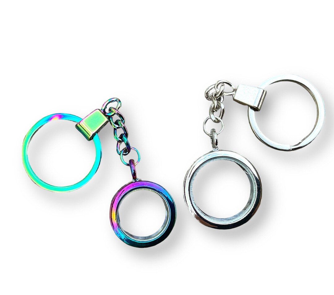 Round Glass Memory Locket Keychain, Screw Top Close, Floating Locket, 2 ...