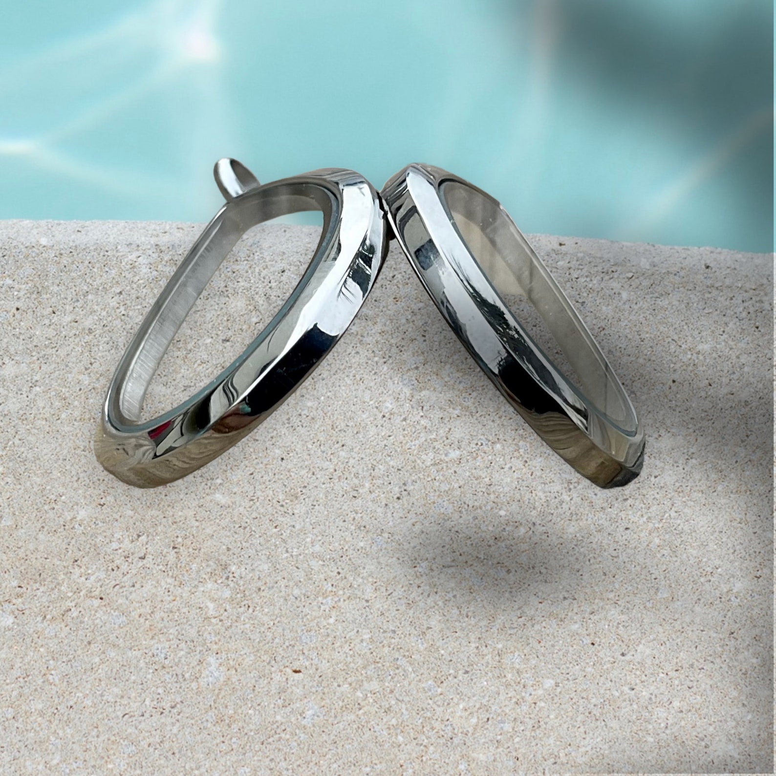 Stainless Steel 40mm Teardrop Magnetic Closure, Floating Charm Glass ...
