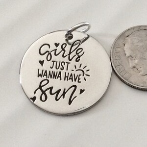 Girls Just Wanna Have Fun Pendant, Silver Plated Necklace, Fun Charm ...
