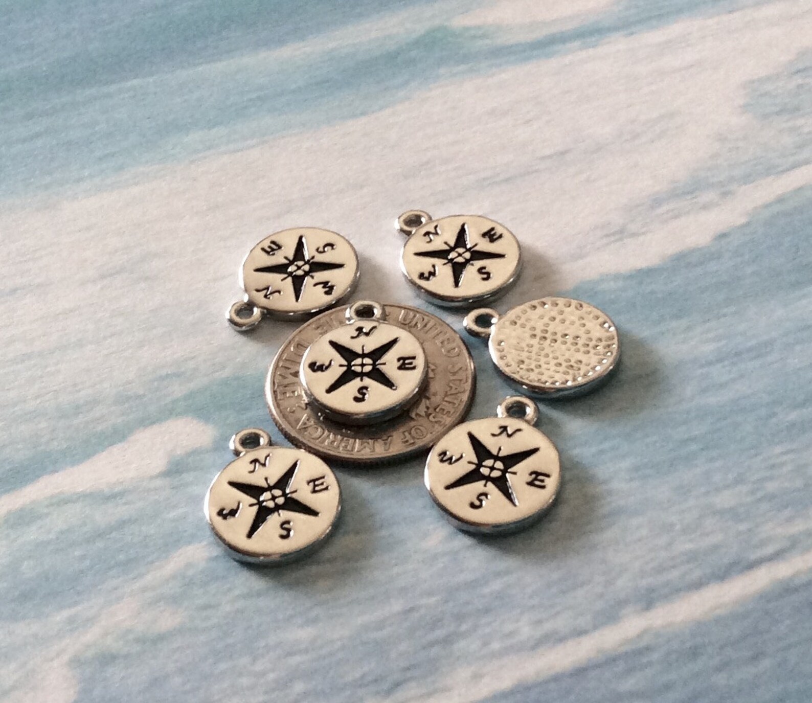 5 Small Compass Charms Nautical Charms Hiking Pendants | Etsy