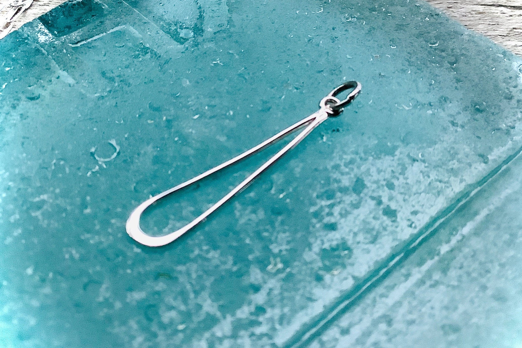 Sterling Silver Teardrop Charm Holder Pendant Necklace, 31mm X 5mm ...