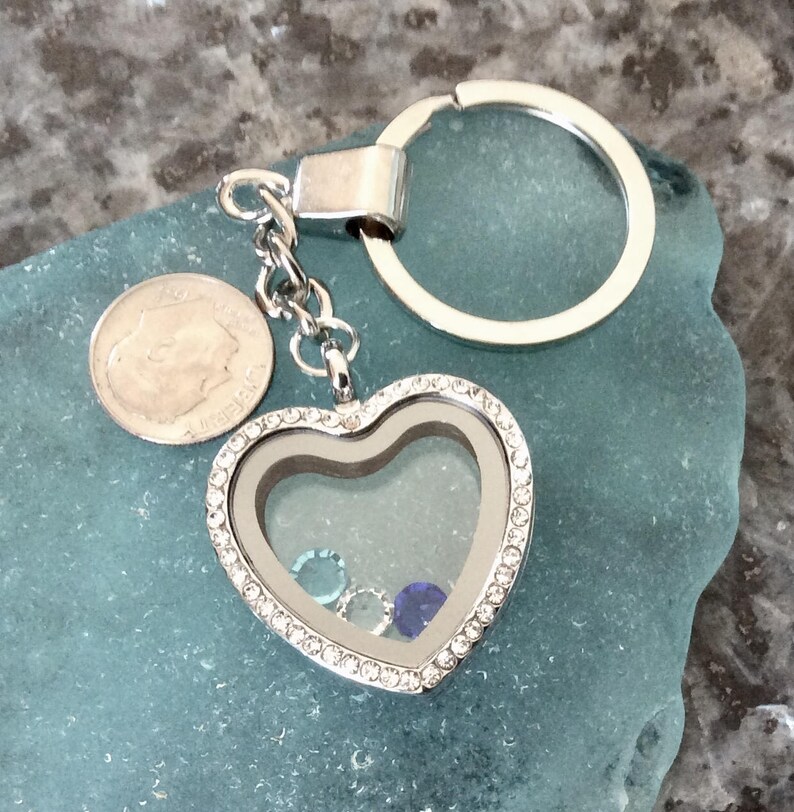 Magnetic Heart Shaped Glass Memory Locket Keychain Magnetic - Etsy