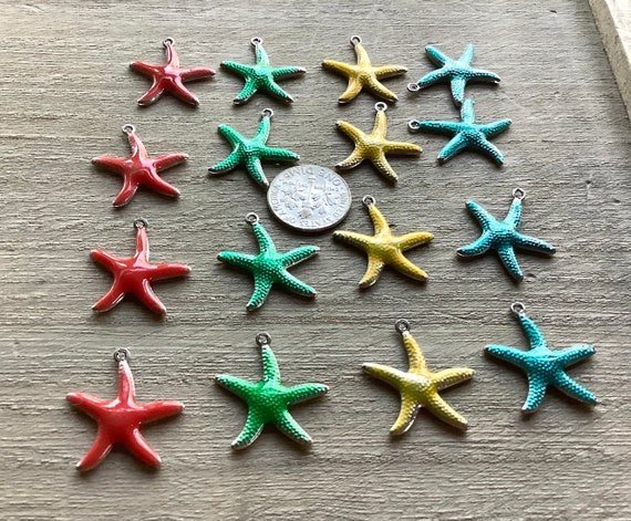 Enamel Starfish Pendants 4 Star Fish Charms Ocean Jewelry | Etsy
