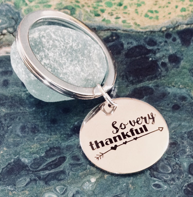 So Very Thankful Keychain Thankful Charm Silver Plated - Etsy