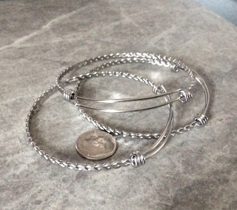 60mm Solid Stainless Steel Expandable Silver Twist Bangle - Etsy