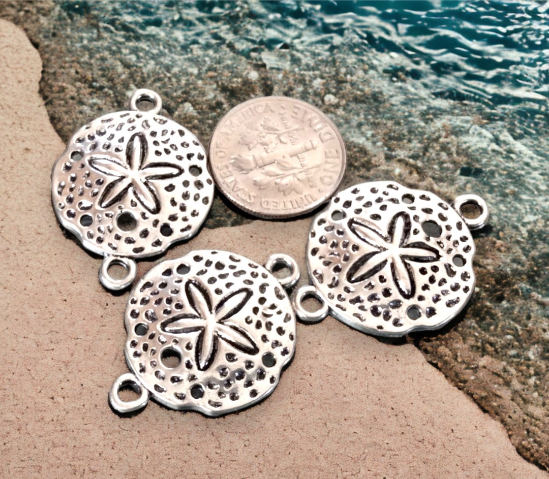3 Large Sand Dollar Connectors, Pendants or Charms, Earring Charms ...