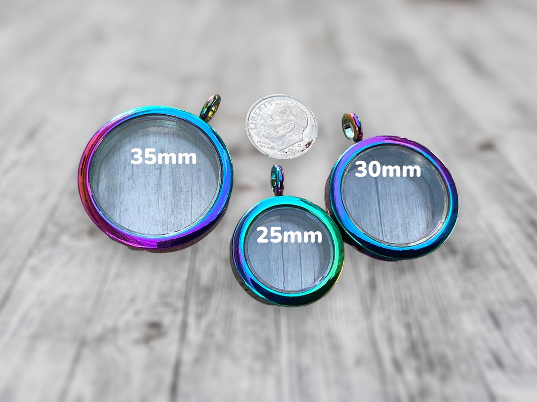 Stainless Steel Rainbow Glass Lockets in 35mm, 30mm and 25mm Screw ...