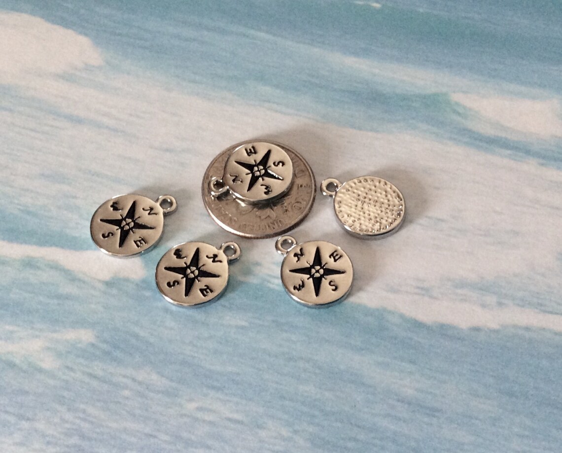 5 Small Compass Charms Nautical Charms Hiking Pendants | Etsy