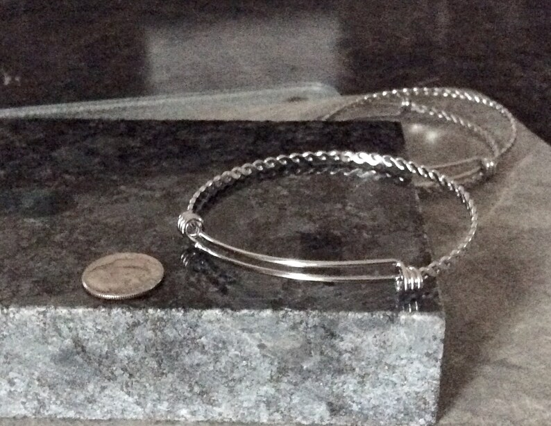 60mm Solid Stainless Steel Expandable Silver Twist Bangle Bracelet, DIY ...