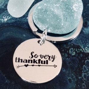 So Very Thankful Keychain, Thankful Charm, Silver Plated Necklace ...