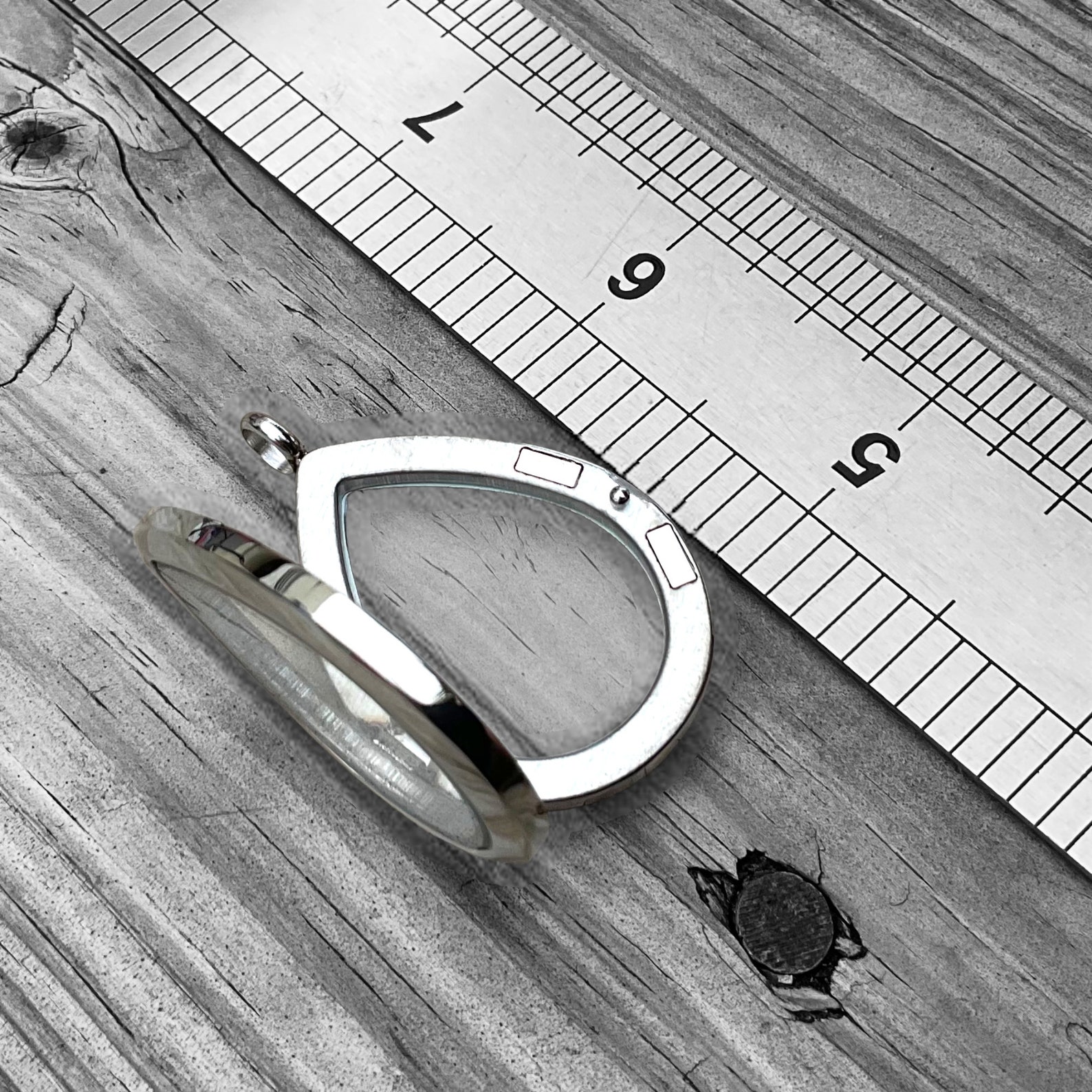 Stainless Steel 40mm Teardrop Magnetic Closure, Floating Charm Glass ...