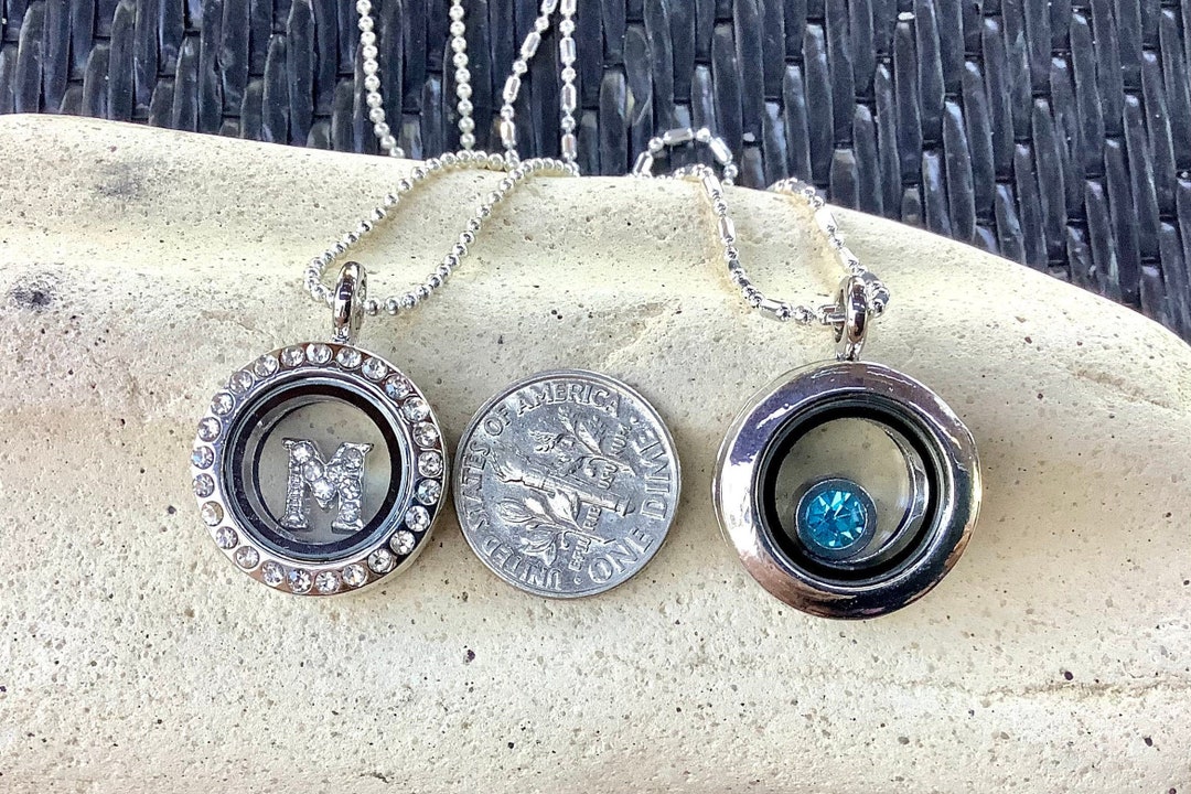 Mini Memory Lockets, 20mm Glass Lockets, Birthstone or Initial ...